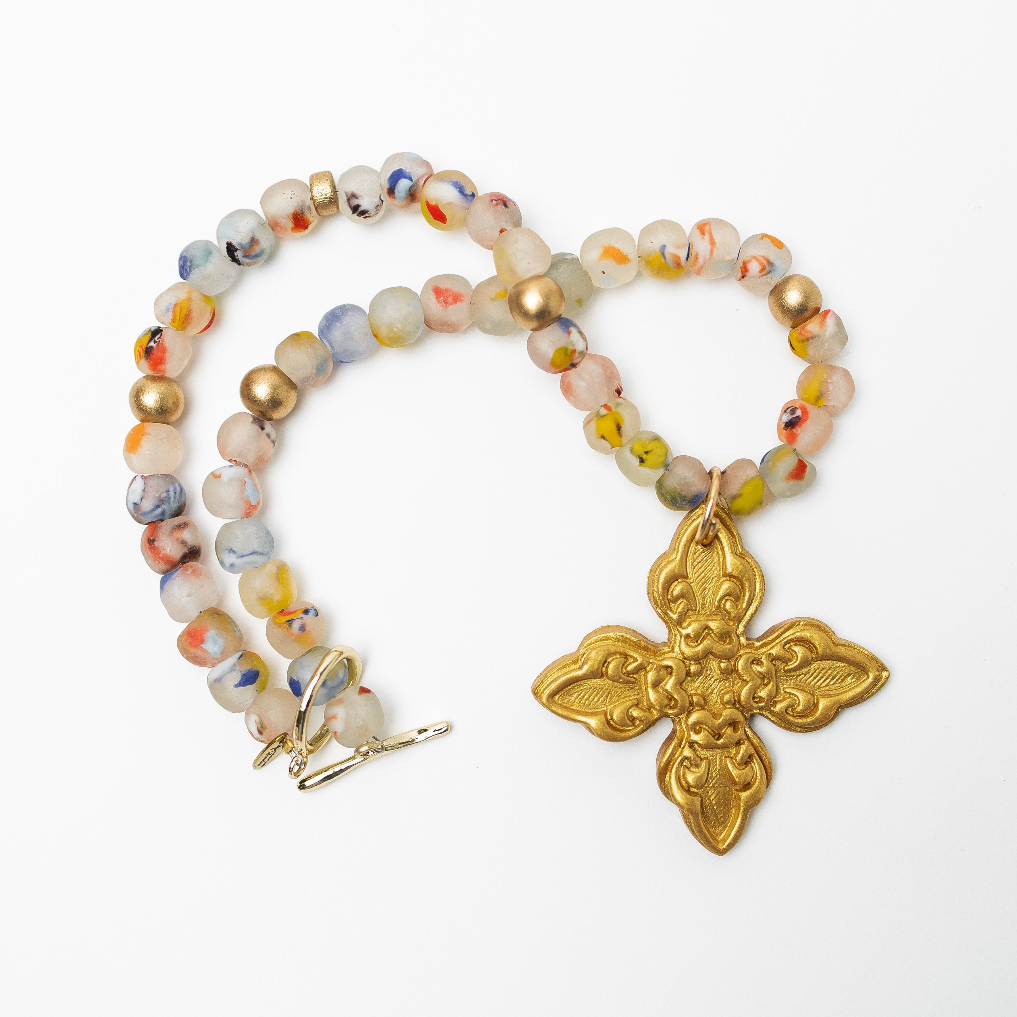 Rainbow African Glass with Kait Cross – Hidden Truth Jewelry