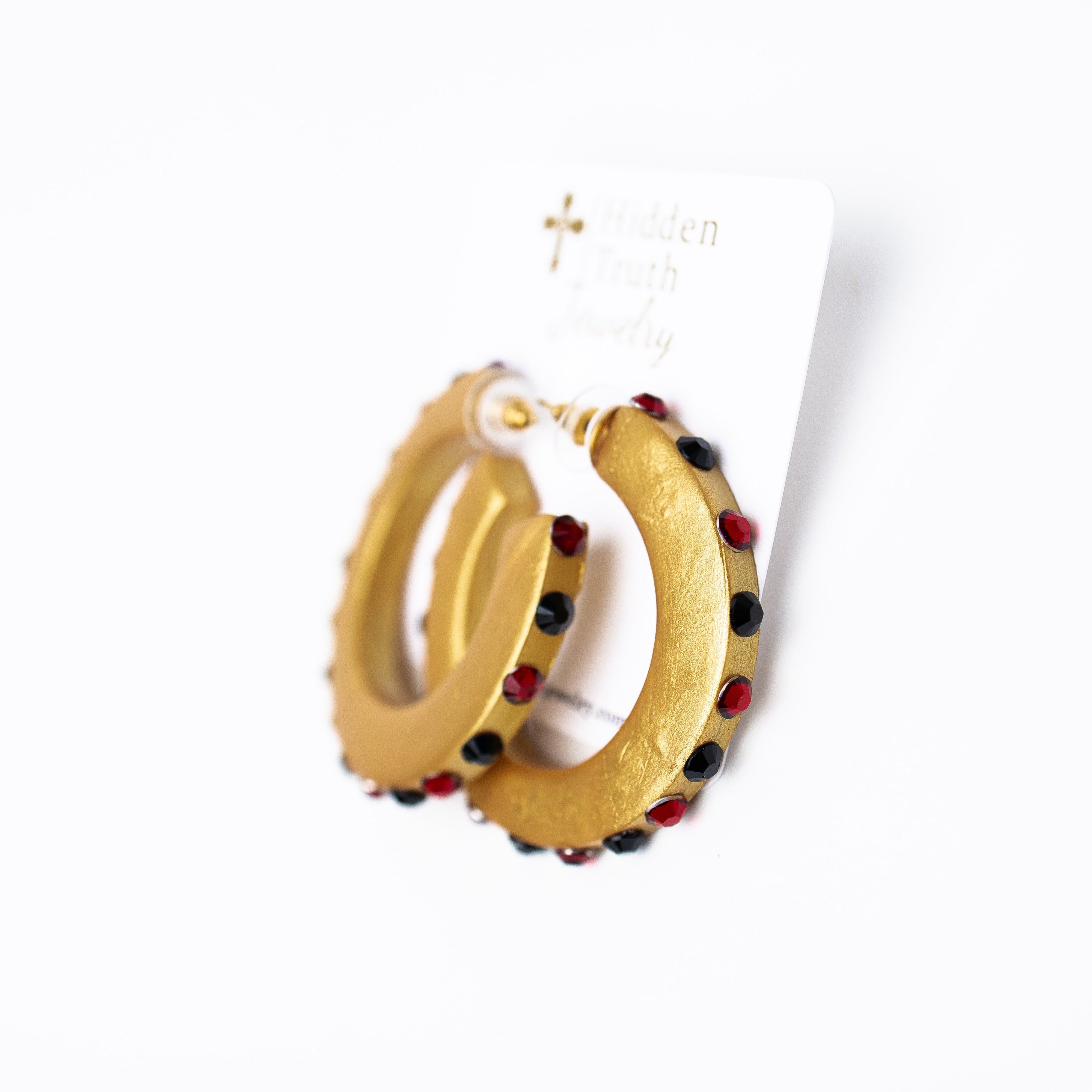 Garnet and Black Hoops – Hidden Truth Jewelry