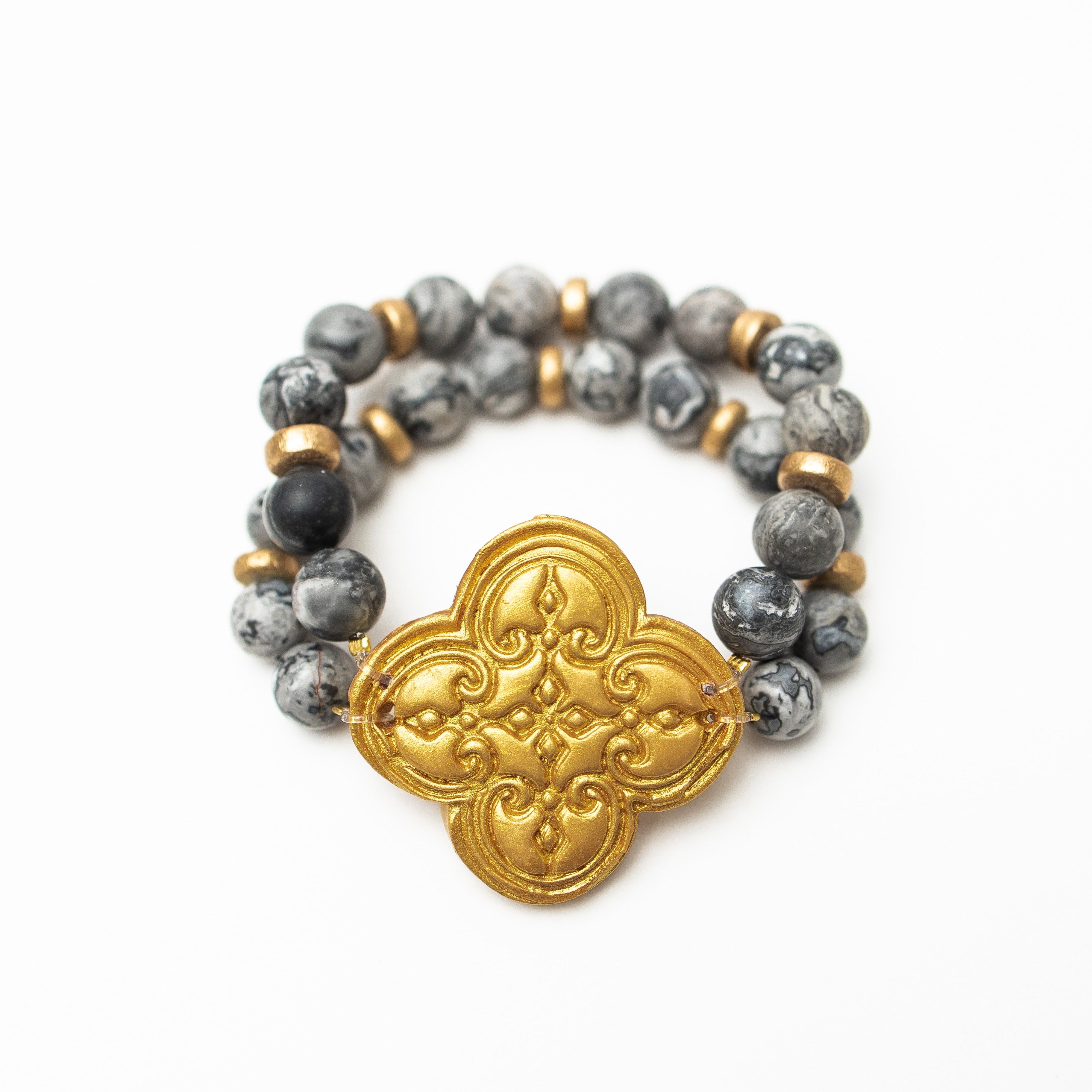 Gray Map Jasper Double with Macie Cross – Hidden Truth Jewelry