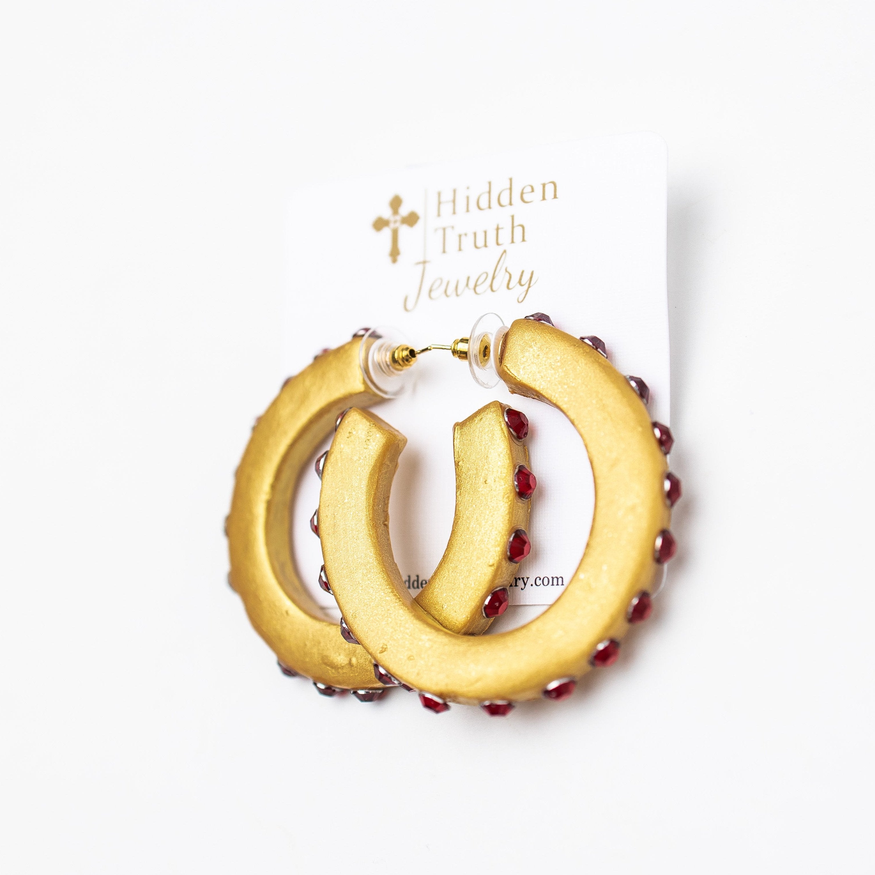 Garnet Studded Hoops – Hidden Truth Jewelry