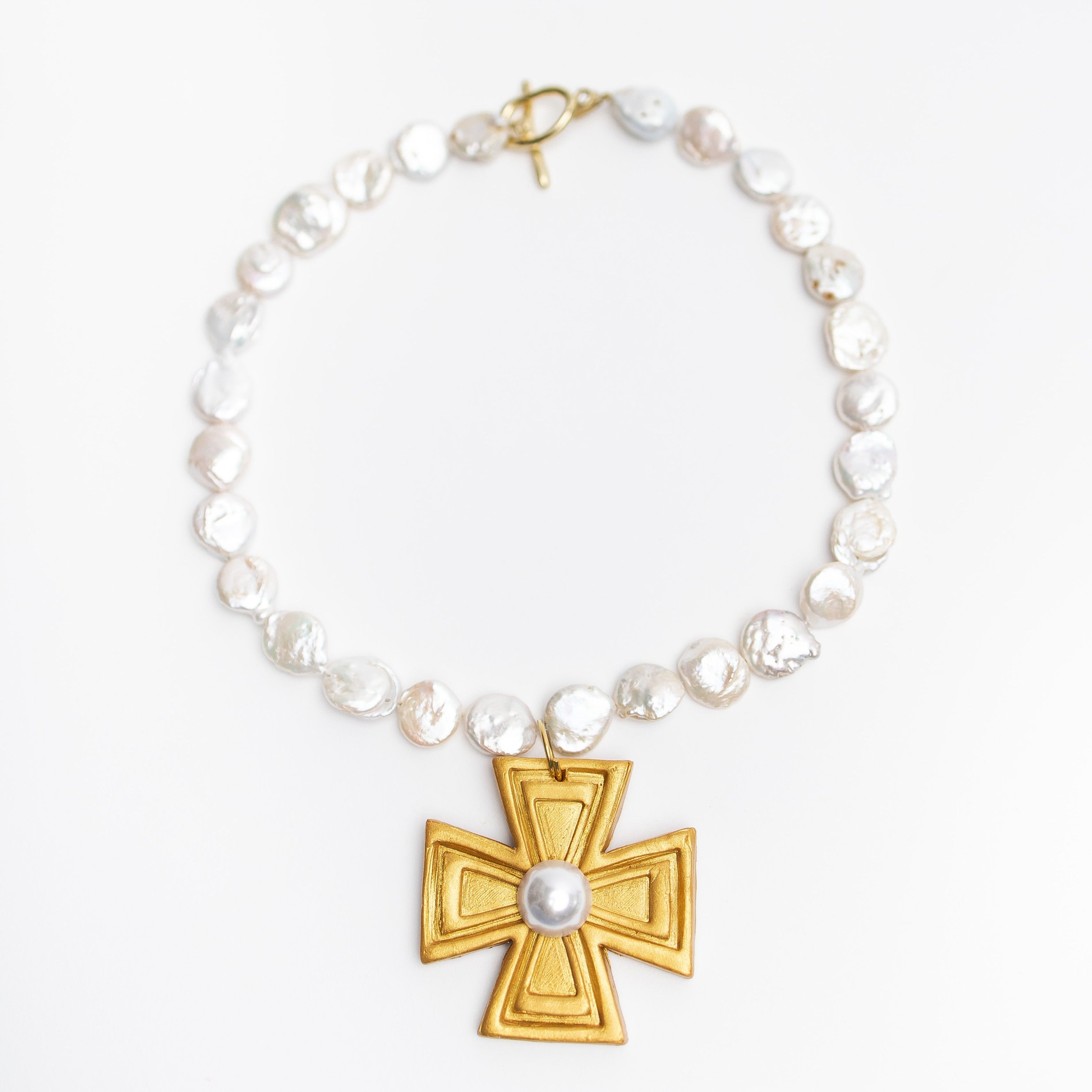 Mother of Pearl with Pearl Anna Cross – Hidden Truth Jewelry