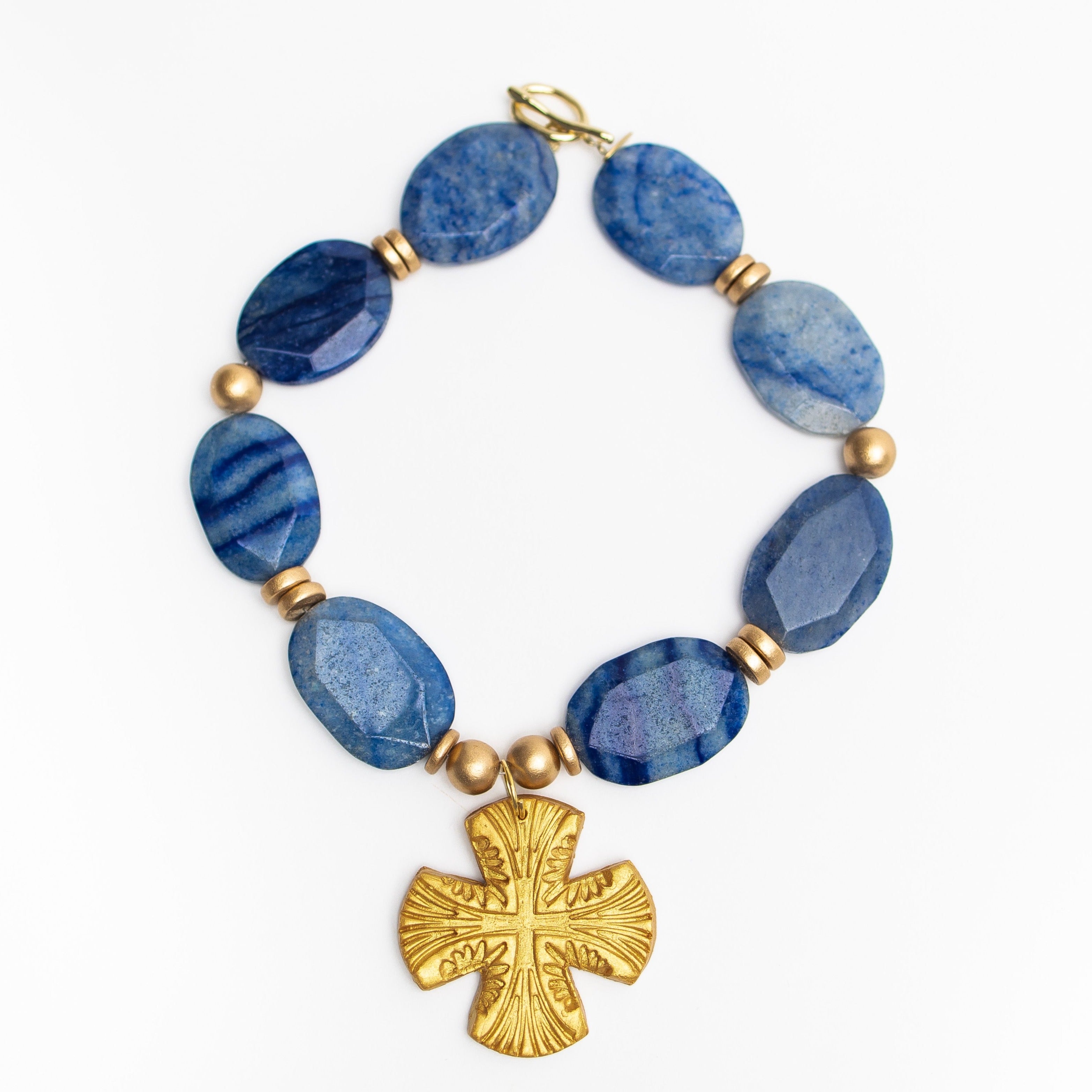 Blue Aventurine Nuggets with Martha Cross – Hidden Truth Jewelry